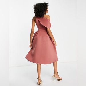 ASOS | Dresses | Asos Design Nwt Bare Shoulder Prom Midi Dress In Rose ...